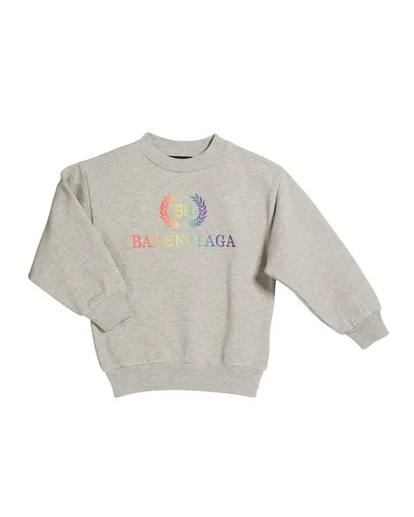 Balenciaga Rainbow Logo Crest Sweatshirt Gray Editorialist