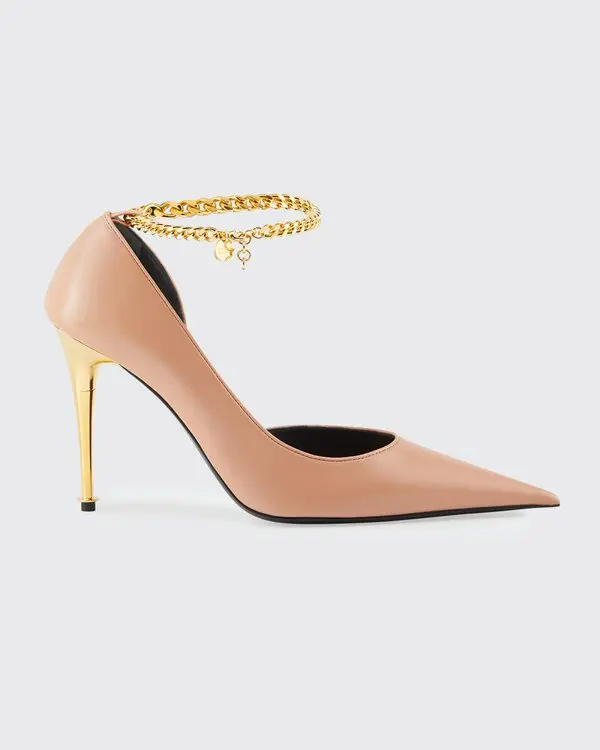 TOM FORD Open-side Pumps With Chain Strap - Flesh | Editorialist