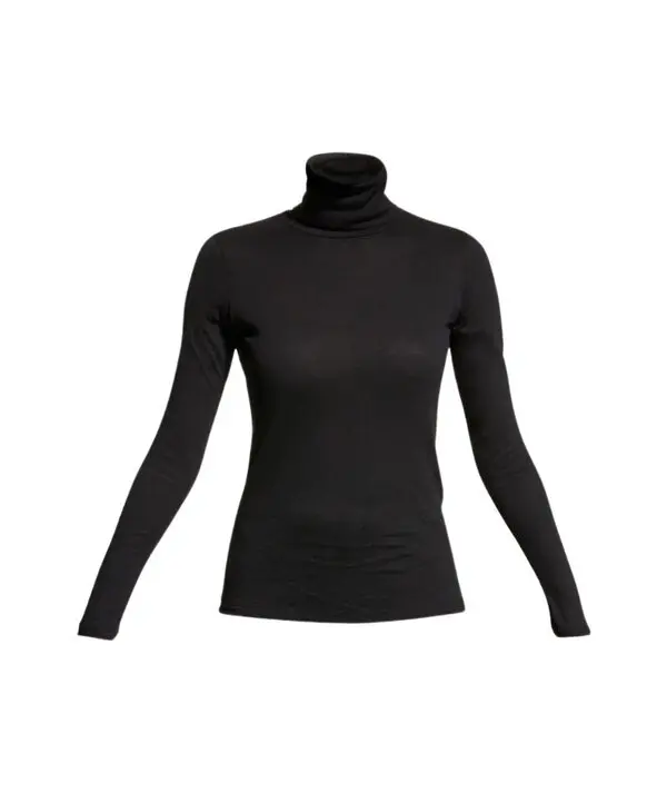 Majestic Filatures Cotton-cashmere Long Sleeve Turtleneck Top - Noir