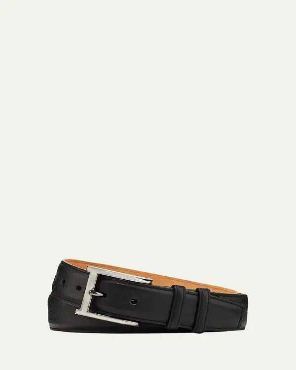 W.KLEINBERG Pebbled Bison Leather Belt - Black