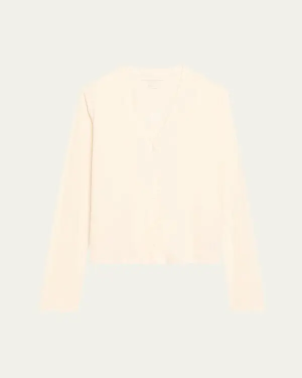 Majestic Filatures V-neck Stretch-linen Cardigan - Cream