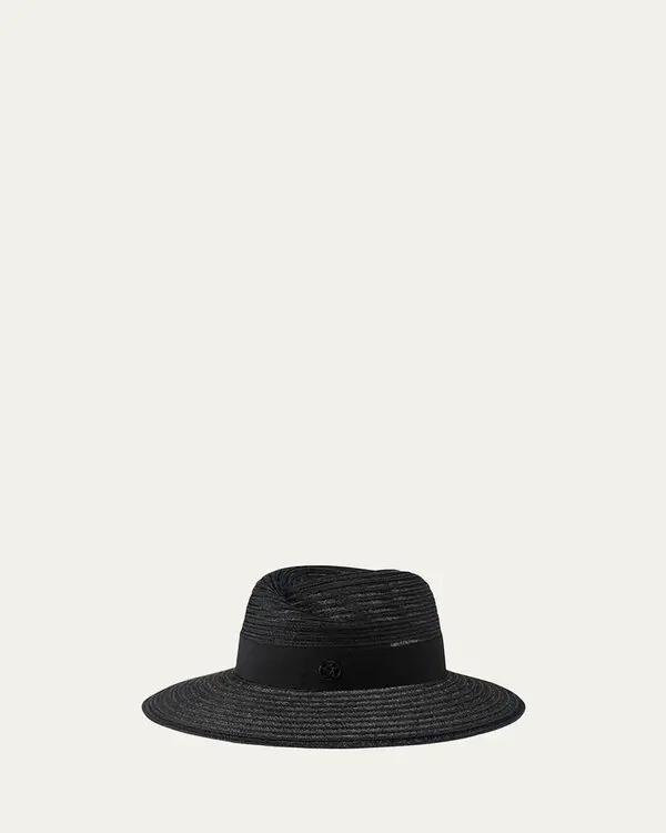 MAISON MICHEL Virginie Straw Fedora - Black