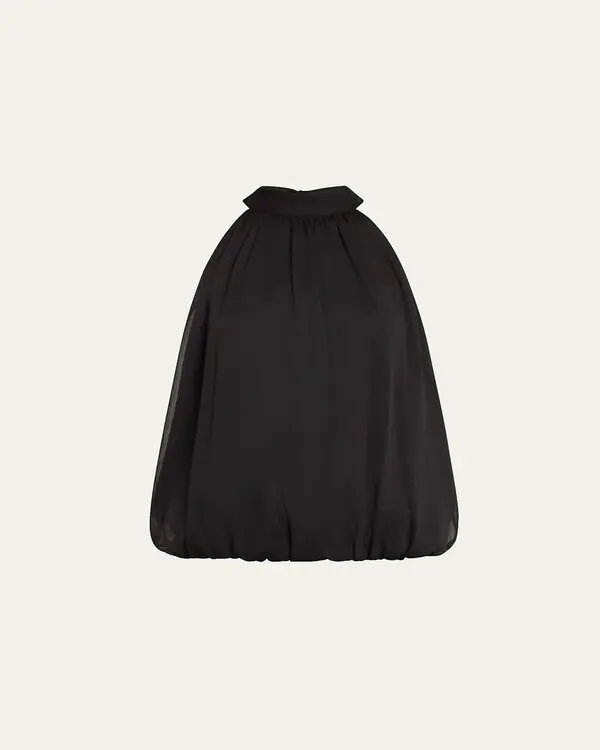 Alice + Olivia Maris Halter-neck Gathered Top - Black