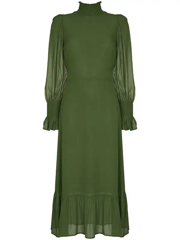 high neck green midi dress Joanna High Neck Bow Detail Midi Dress Emerald – Canella Lane main image 1