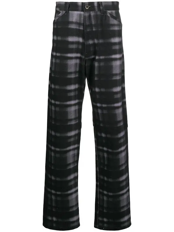 QASIMI Straight Leg Check Print Trousers