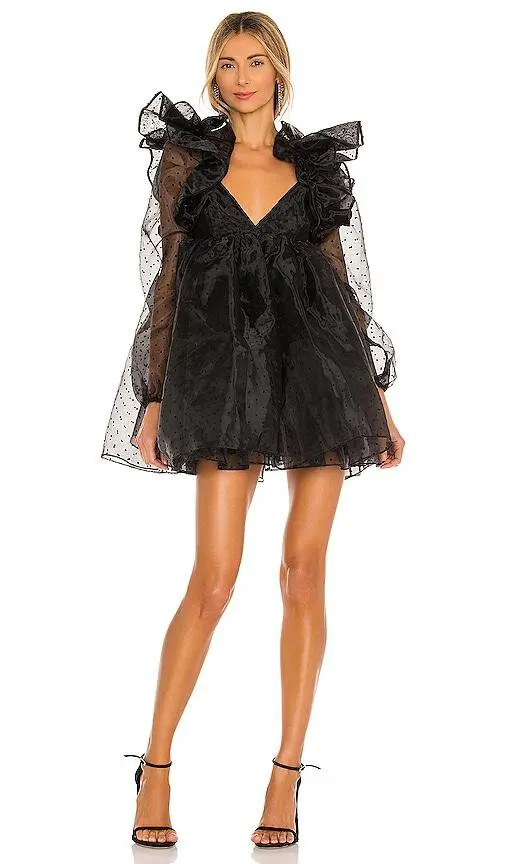 Selkie The Sugarfrill Dress In Black - Caviar | Editorialist