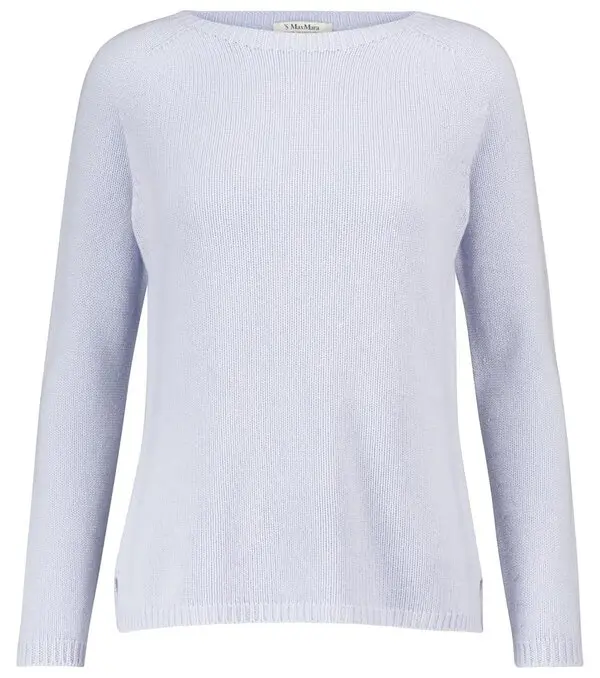 Max Mara Giorgio Cashmere Sweater In Blue 40% Off Editorialist