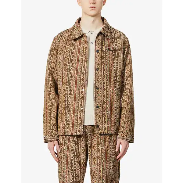StüSsy Tapestry Geometric-Pattern Woven Coach Jacket In Multi - 31 