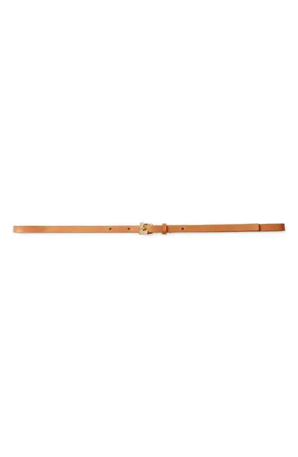 Lafayette 148 New York L-Beam Leather Skinny Belt - Copper 