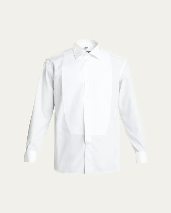 Bergdorf Goodman Pique Bib-front Tuxedo Shirt - White