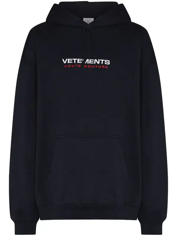 Vetements Haute Couture Logo-Embroidered Hoodie In Blue - 63