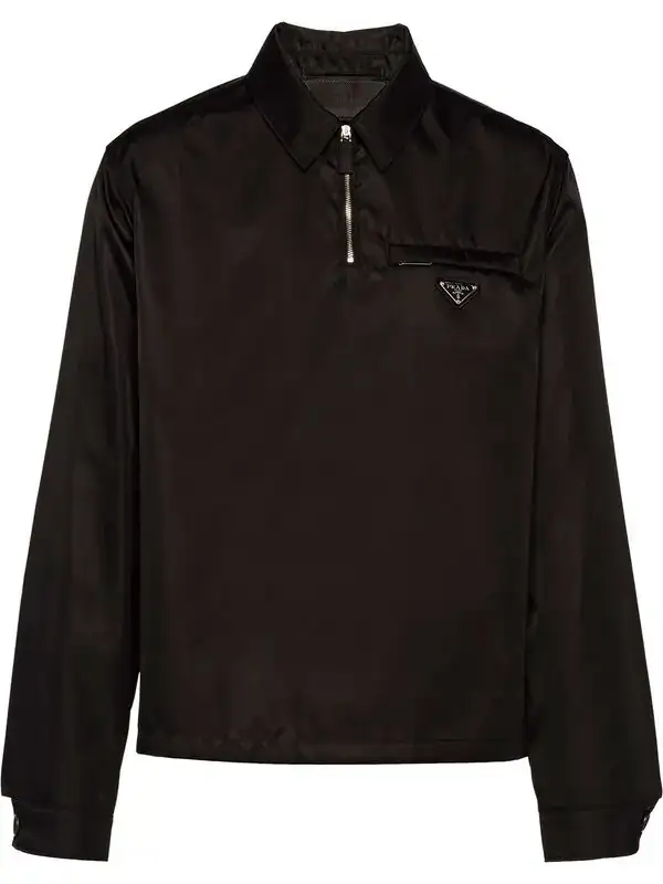 Prada Re-Nylon Zip-Placket Shirt - Black | Editorialist
