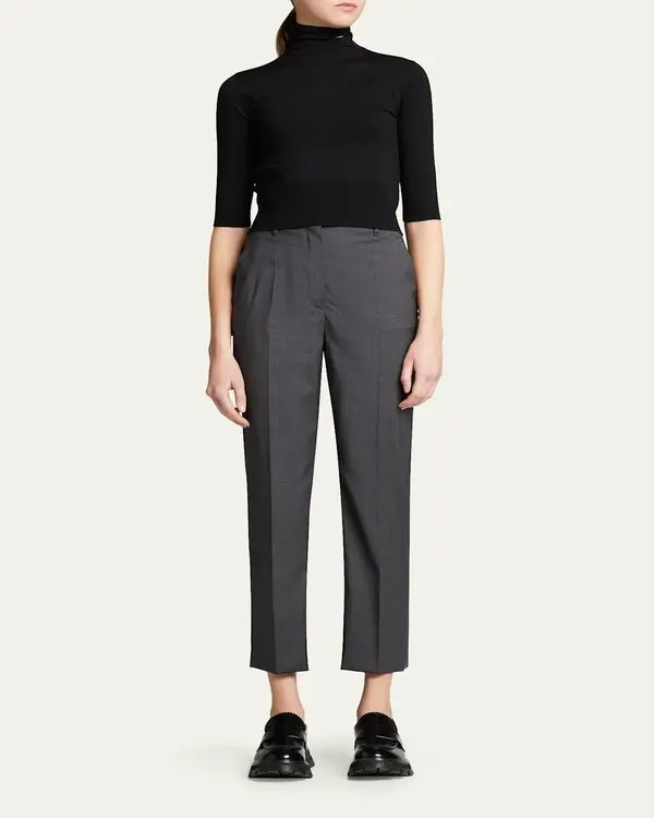 Prada Cropped Wool Trousers - Ardesia