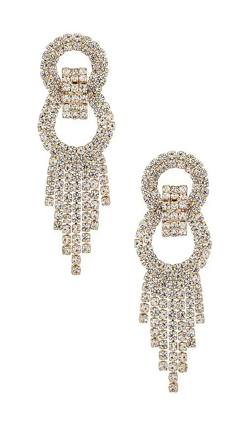 Ettika Crystal Fringe Earrings - Clear Crystals