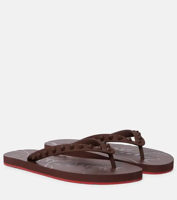 CHRISTIAN LOUBOUTIN Loubi Flip Flops - Brown