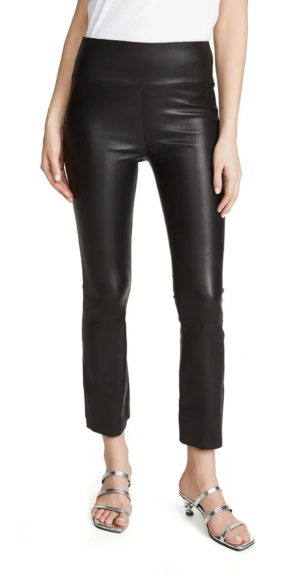 Sprwmn Leather Crop Flare Leggings - Black