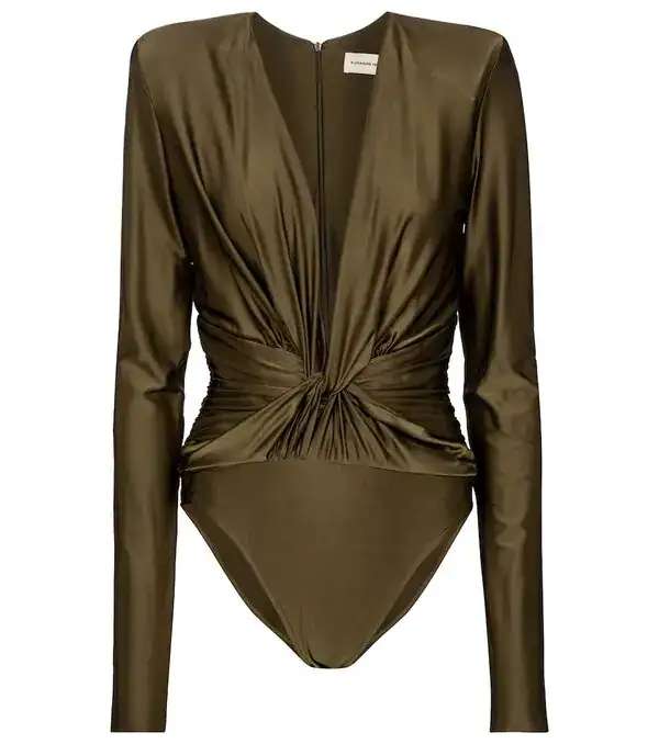 Alexandre Vauthier Stretch-Jersey Bodysuit In Green 40% Off