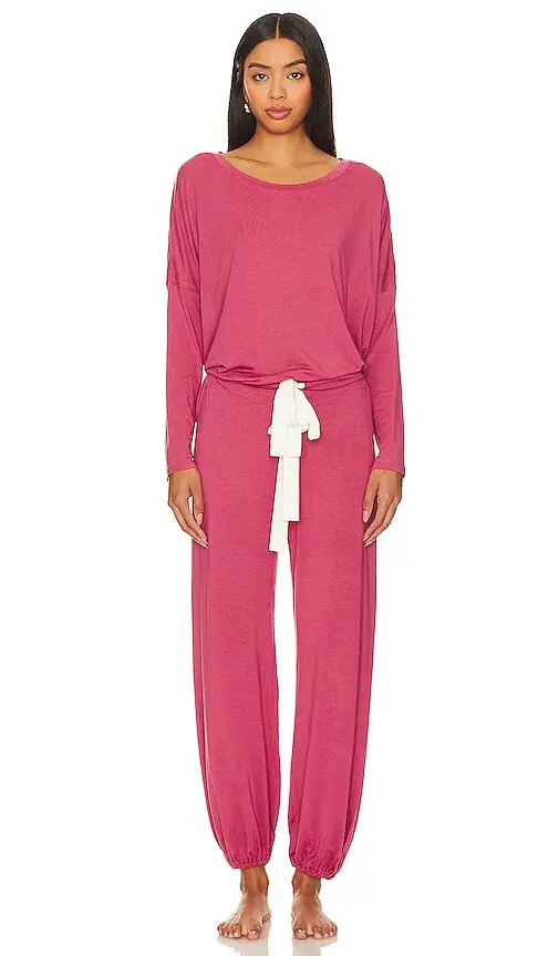 Eberjey Gisele Slouchy Set In Pink - Raspberry & Ivory
