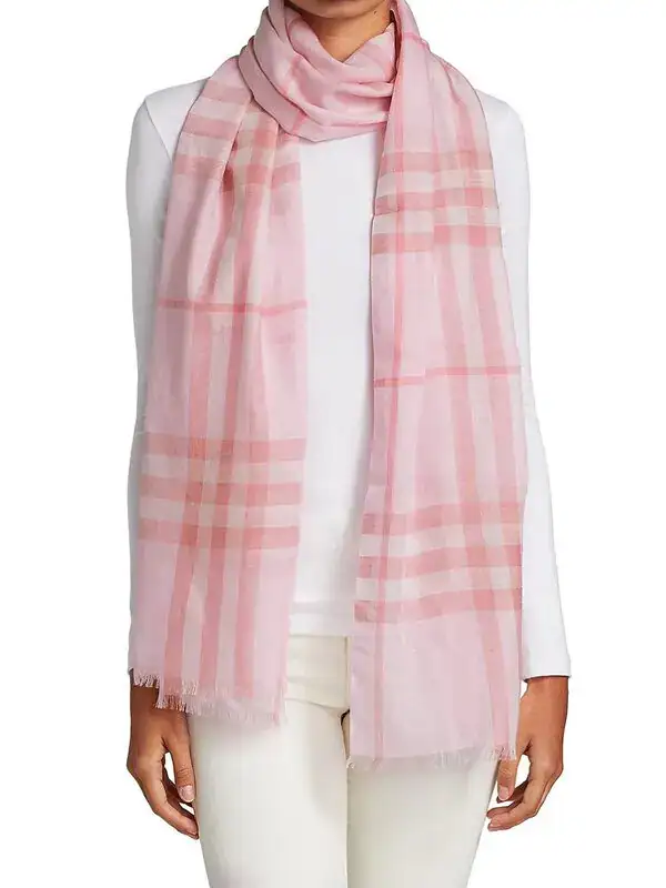 Burberry Giant Check Gauze Scarf Alabaster Editorialist