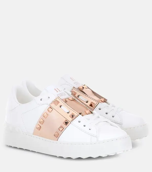 Valentino Garavani Rockstud Untitled Leather Sneakers - White