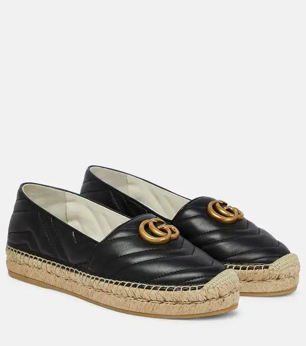 Gucci Double G Leather Espadrilles Black Editorialist