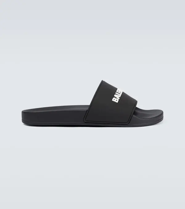 Balenciaga Pool Logo Slides - Black