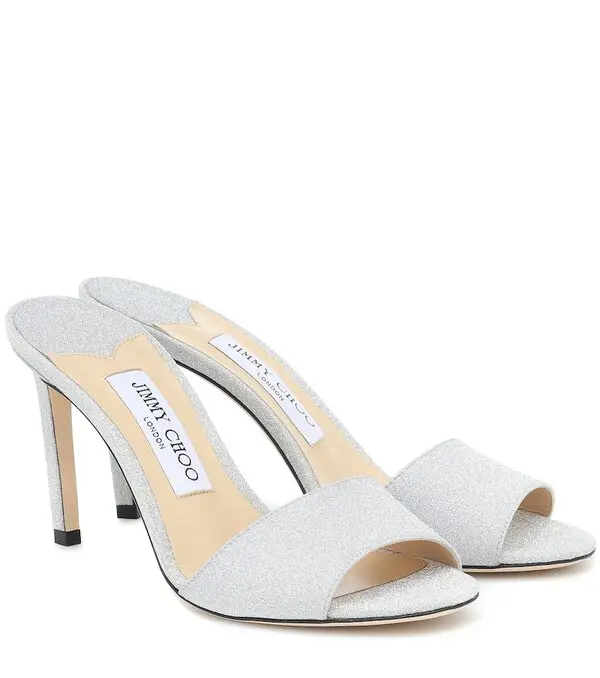 Jimmy Choo Stacey 85 Embellished Sandals In Silver 30% Off