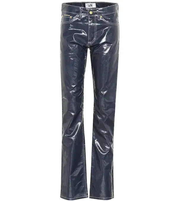Eytys Cypress Wet Mid-Rise Straight Pants In Blue 30% Off