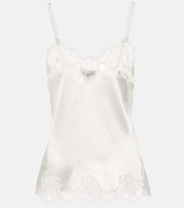 Dolce & Gabbana Lace-trimmed Satin Camisole - White