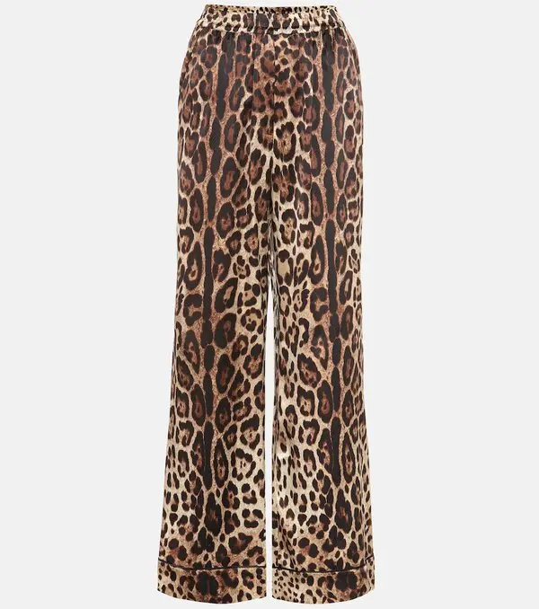 Dolce & Gabbana Leopard-print Silk Pants - Beige