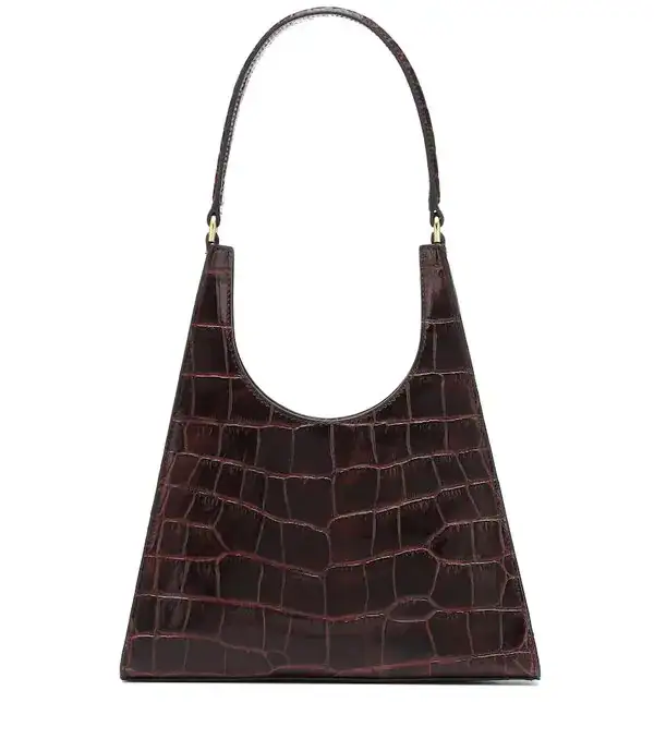 Staud Rey Croc-effect Leather Shoulder Bag - Brown | Editorialist