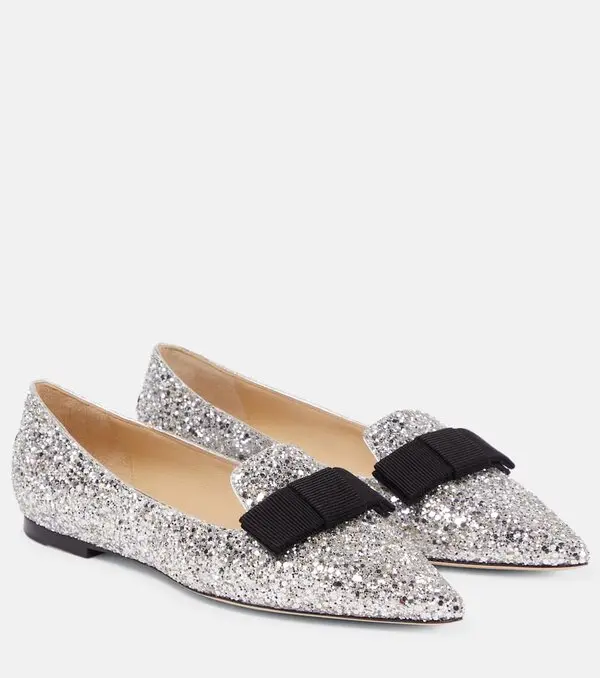 JIMMY CHOO Gala Glitter Ballet Flats