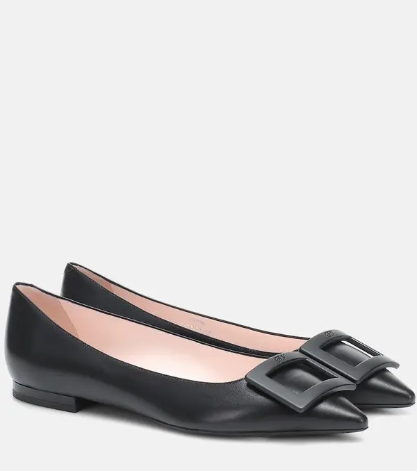 ROGER VIVIER Gommettine Ball Leather Ballet Flats - Black