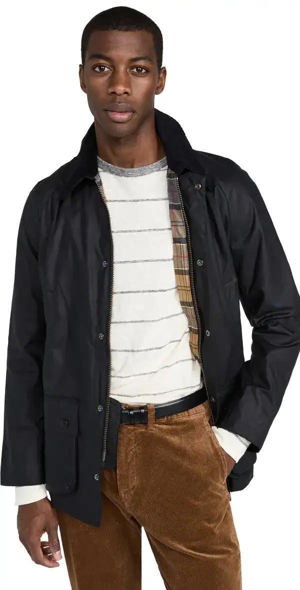 Jacket Navy Barbour Bedale Wax Jacket In Slim Fit Barbour Bedale