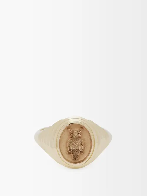 Retrouvai Fantasy Owl 14kt Signet Ring - Gold | Editorialist