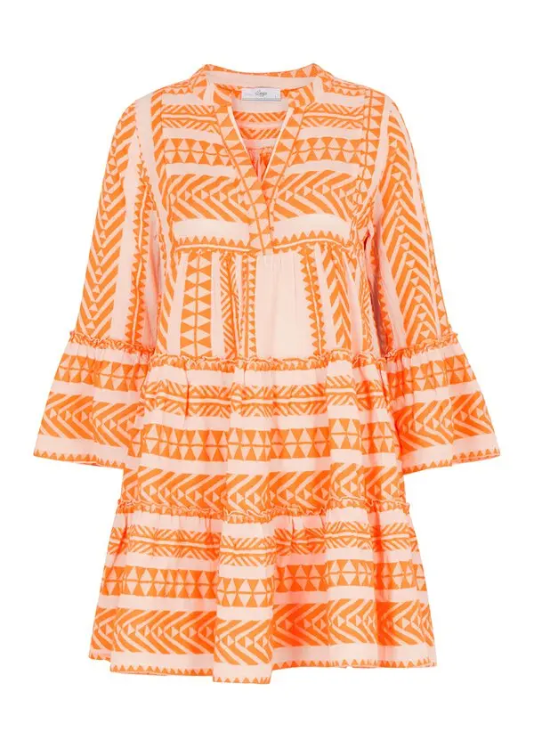 Devotion Ella Embroidered Cotton-Blend Mini Dress - Orange | Editorialist