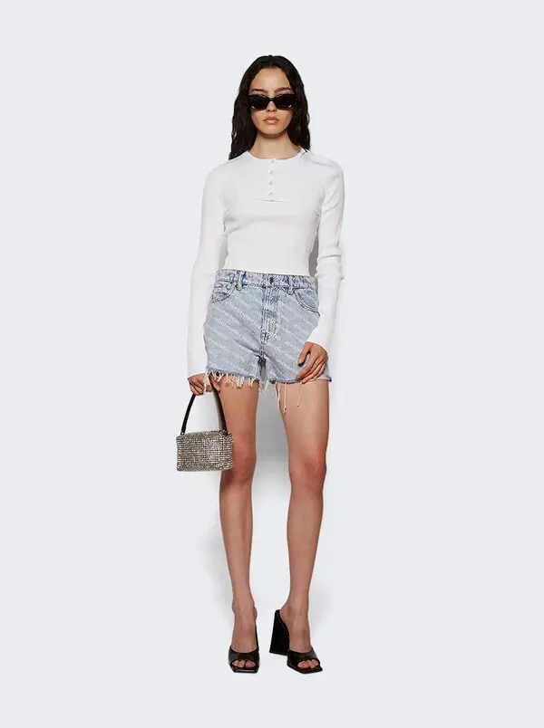 Alexander Wang Bite High-waisted Denim Shorts - Pebble Bleach