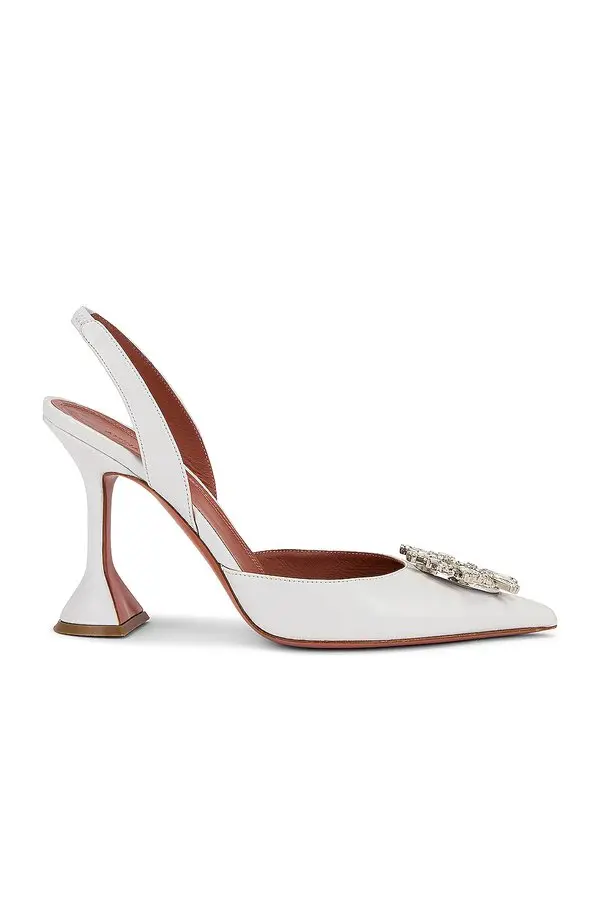 Amina Muaddi Begum Nappa Sling Heel - White