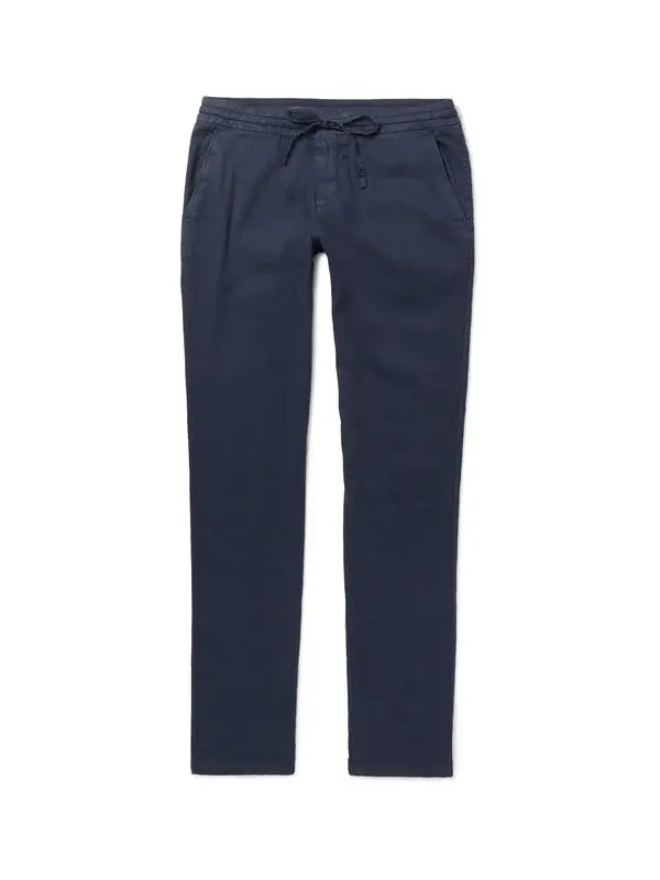 Loro Piana Slim-fit Stretch Linen And Cotton-blend Drawstring Trousers