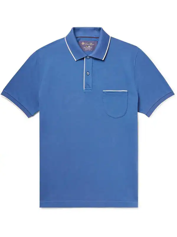 Loro Piana Regatta Contrast-Tipped Stretch-Cotton Piqué Polo Shirt