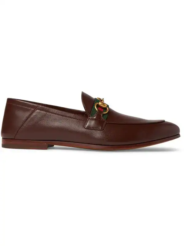 Gucci Mens Brixton Web Trimmed Horsebit Collapsible Heel Loafers Sz 8.5 $990 GUCCI - Brixton Webbing-Trimmed Horsebit Collapsible-Heel  main image 4