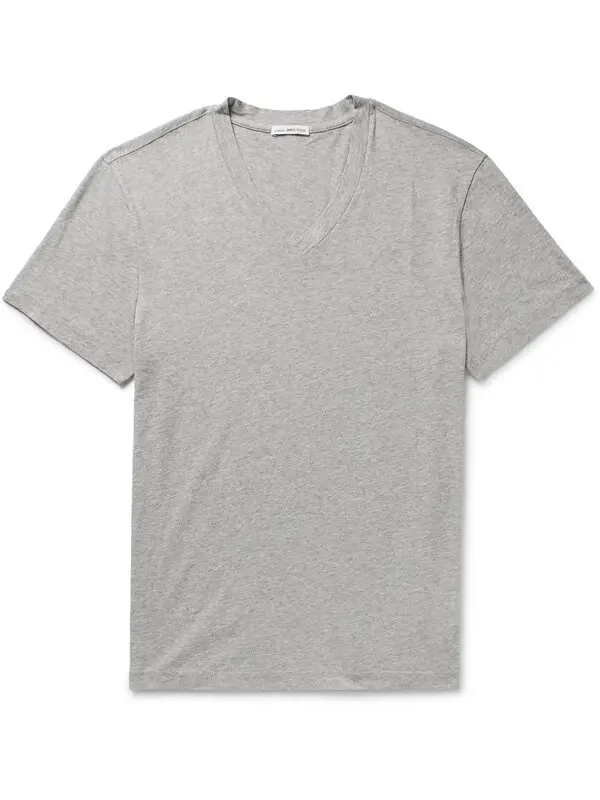 JAMES PERSE Mélange Combed Cotton-jersey T-shirt - Gray