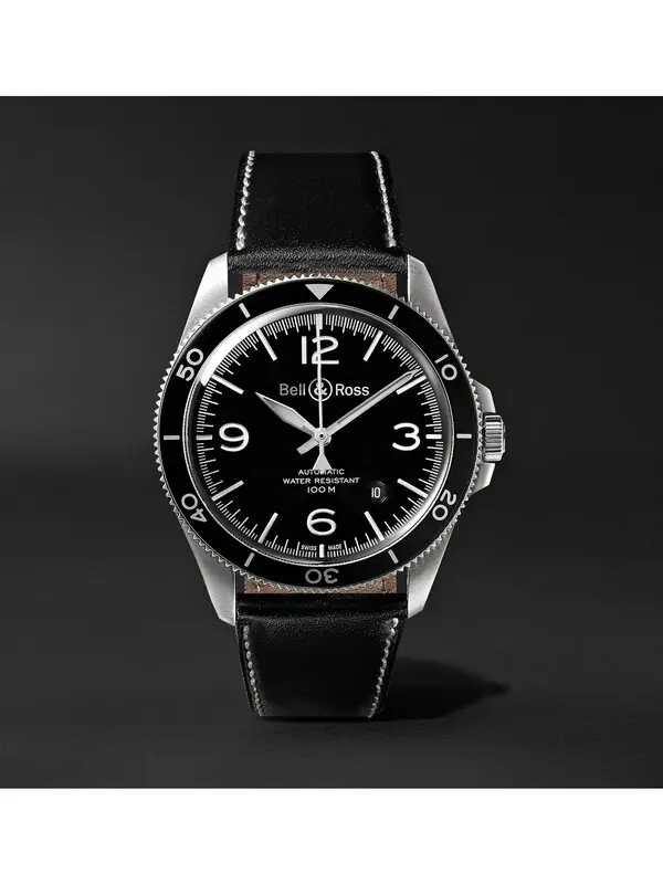 BELL & ROSS Br V2-92 Automatic 41mm Stainless Steel And Leather Strap Watch