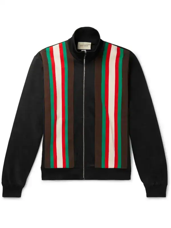 Gucci Striped Tech-Jersey Track Jacket - Black | Editorialist