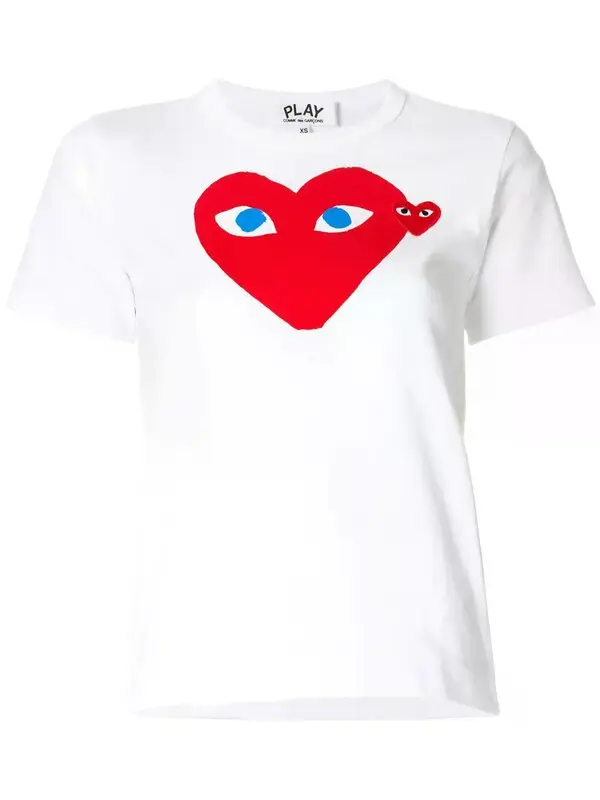 Play Comme Des Garcon Heart-print T-shirt - White