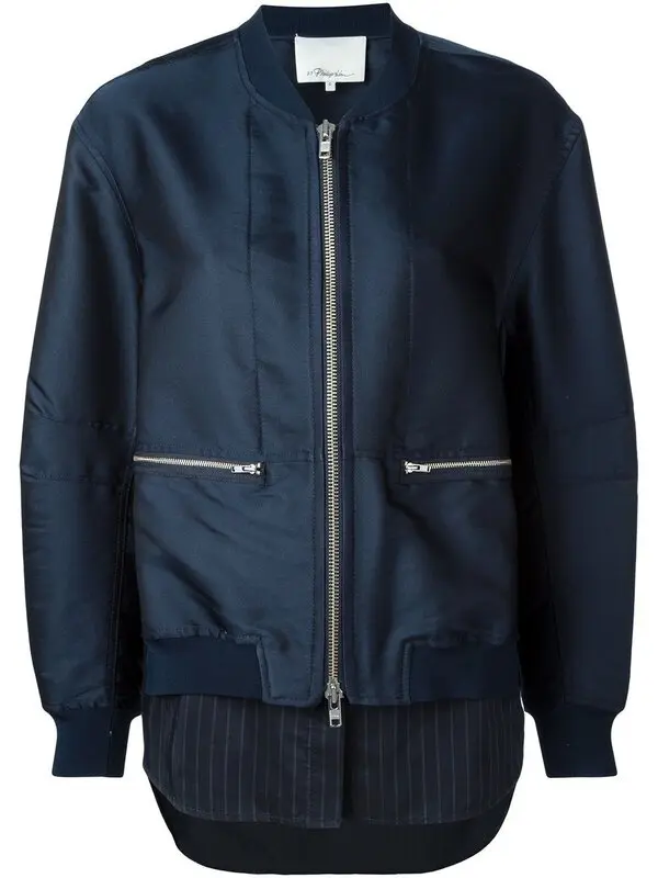3.1 Phillip Lim Layered Bomber Jacket - Blue
