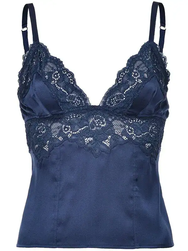 Buy Pinko Lace Panel Rear Clasp Camisole Top - Blue At 40% Off
