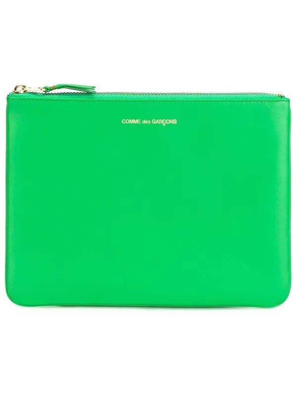 Comme Des Garçons Logo-print Leather Pouch - Green