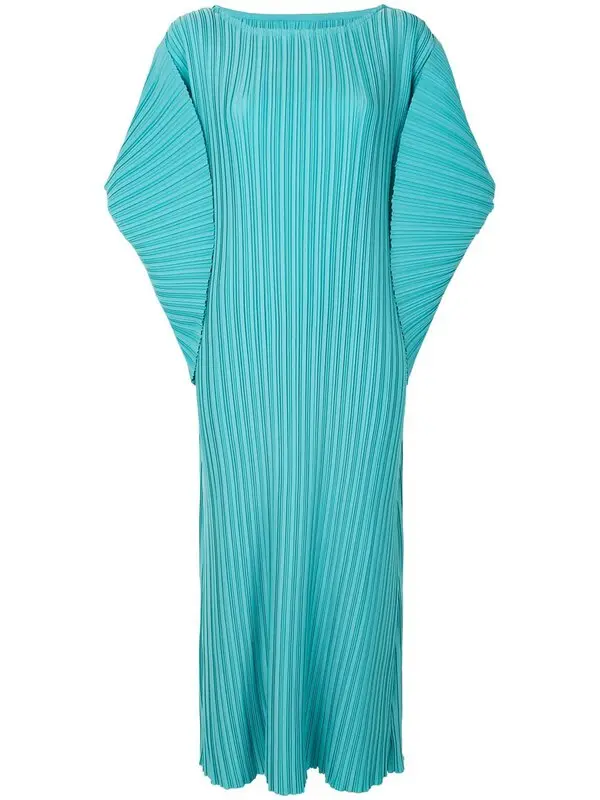 Bambah Pleated Batwing Sleeve Dress - Blue | Editorialist