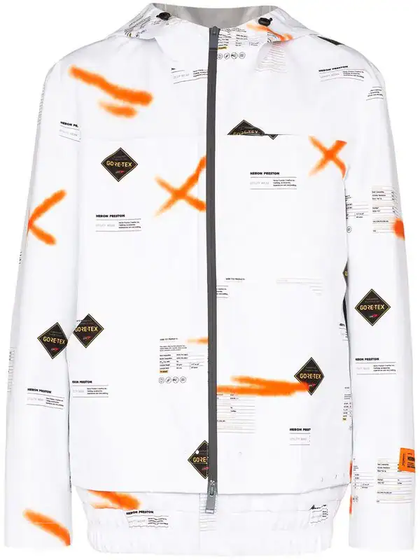 Heron Preston Gore-Tex Printed Windbreaker Jacket In White - 50